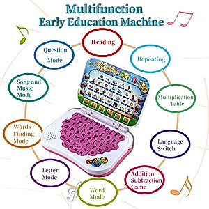 Laptop Touch, Toddler Toys Bilingual Educational Learning Computer, Laptop Toy with Screen for Kids, Toddlers,Educational Computer to Learn ABC, Numbers, Words