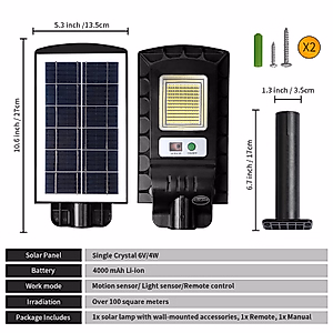 CYBERDAX Solar Integrated Street Light Outdoor, All-in-One Solar Lamp with Remote Control with Radar Motion Sensor Built in for Garden, Paths, Wall-Mounted, Warehouse, Corridor (60)