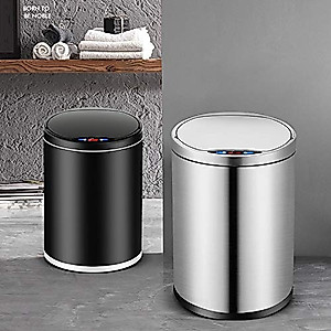 WENLII Intelligent Trash Bin Home Living Room Bedroom Kitchen Bathroom Automatic Induction Trash Can Stainless Steel Trash Can (Color : A, Size : 7L)