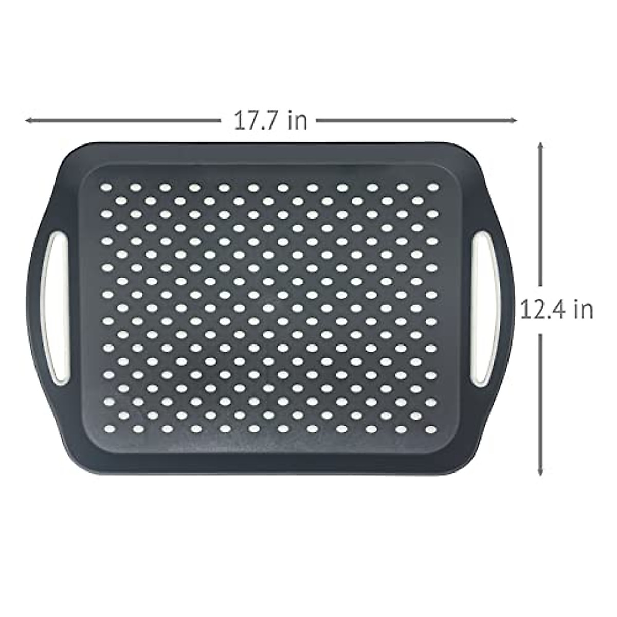 Non-Slip Serving Tray with Handles, 17.7" x 12.4" Large Food Tray Serving Platter (Gray, 3 Pack)