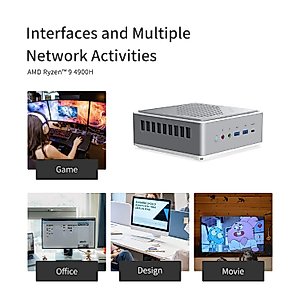 COOFUN HM90 Mini PC, AMD Ryzen 9 4900H Processor 8 cores CPU 32 GB DDR4 / 512GB SSD Mini Desktop Computer, HDMI/DP/USB-C Connection, WiFi 6, BT 5.1, USB 3.0×4