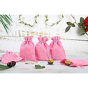 AKLVBL 24 Pack 3.9x5.2 Inch Mixed Color Burlap Favor Gift Bags, Small Gift Bags,Linen Jewelry Pouches with Drawstring for Gifts and Wedding Party
