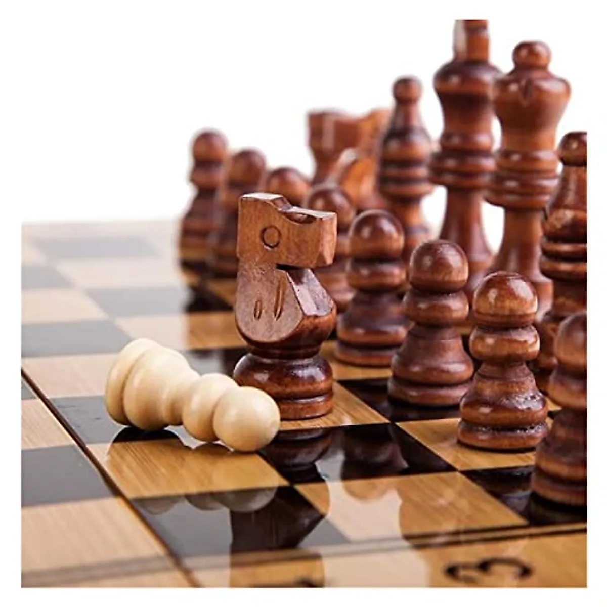 VONGAZ Chess Board Game Chess Set 13.3 Inch Wooden Chess and Checkers Set，Wooden Travel Chess Game Set Portable Chess Game Chess Game Set Chess Board Set