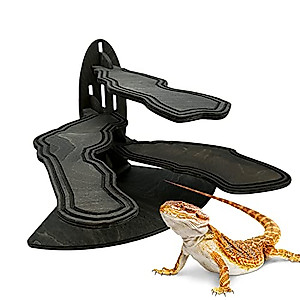 Reptabox Creations Wiggly Bearded Dragon Climbing & Basking Perch| Ideal Crested Gecko, Leopard Gecko Tank Accessory | Bearded Dragon Platform with Adjustable Wooden Planks for Reptile Keepers