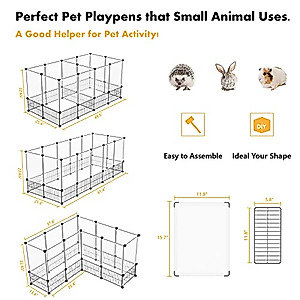 C&AHOME Pet Playpens, Small Animal Indoor Playpen, DIY Exercise Fence, Playpen Cage, Expanded & Portable Design for Guinea Pigs, Puppy, 49.5" L x 25.4" W x 22.6" H UTW3040W