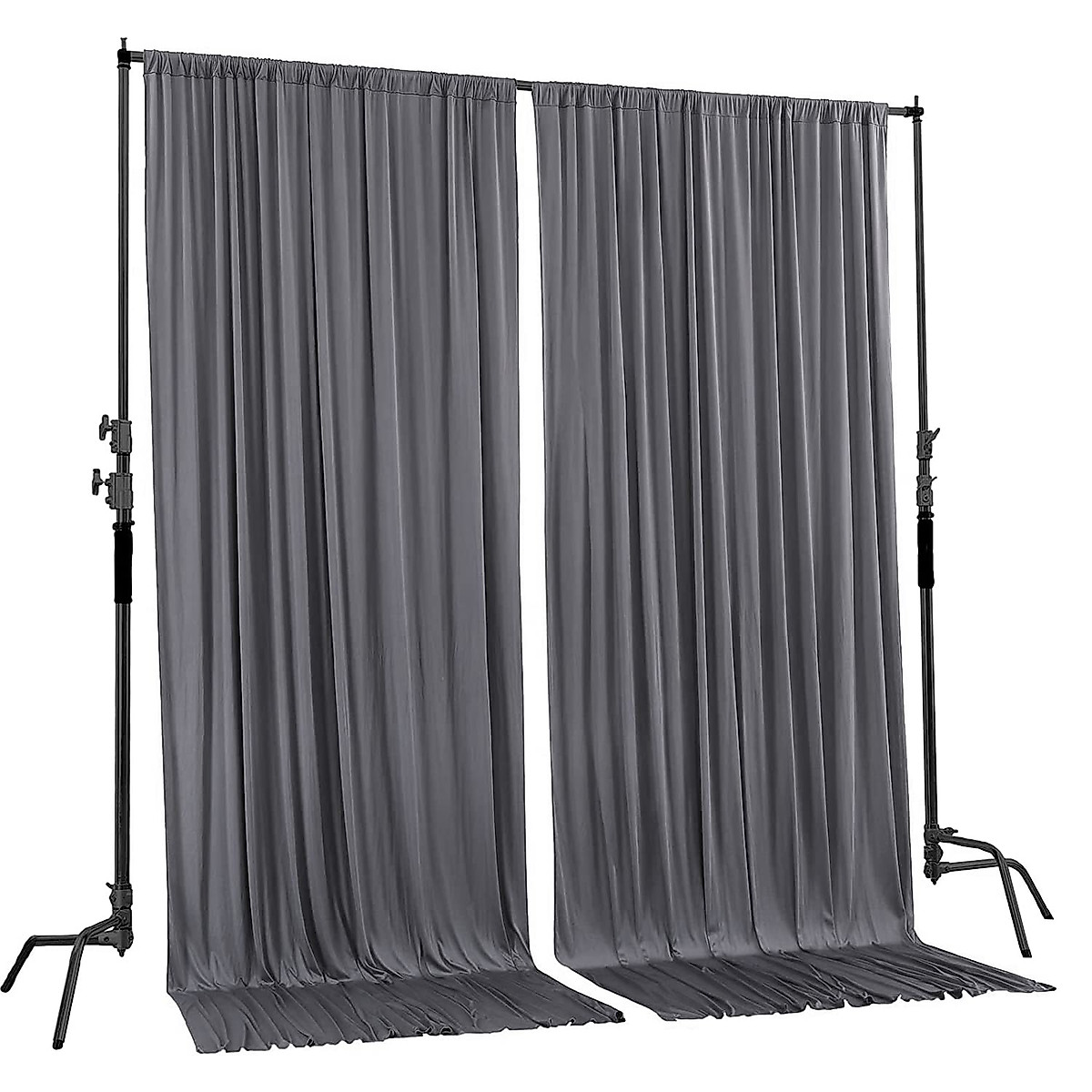 AK TRADING CO. 10 feet x 10 feet Charcoal IFR Polyester Backdrop Drapes Curtains Panels with Rod Pockets - Wedding Ceremony Party Home Window Decorations