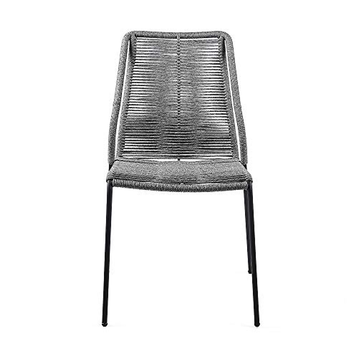 ARMEN LIVING LCCPSIGRY Clip Indoor Outdoor Stackable Steel Dining Chair with Grey Rope-Set of 2, Gray