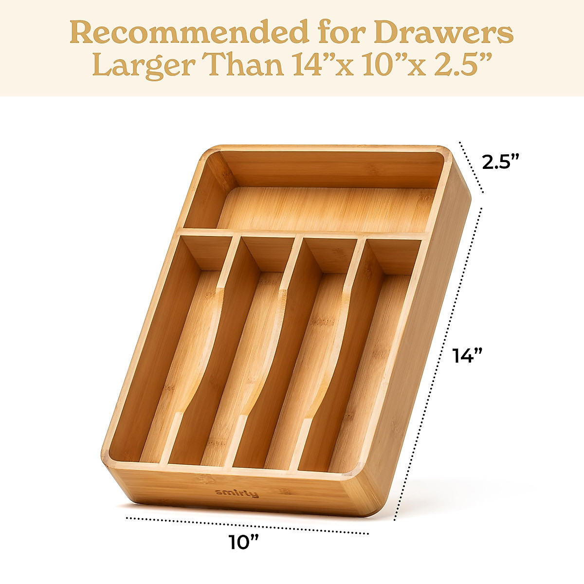 SMIRLY Silverware Drawer Organizer – Bamboo Kitchen Drawer Organizer, Adjustable Utensil Holder and Cutlery Tray, Drawer Dividers for Flatware and Kitchen Utensils