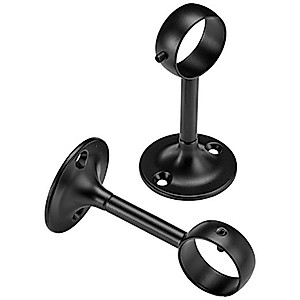 Amazon Basics Curtain Rod Ceiling-Mount Bracket, Set of 2, Black, 4-Pack
