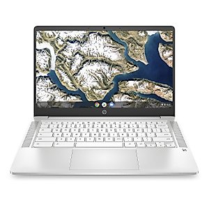 HP Chromebook 14-inch FHD Laptop, Intel Celeron N4000, 4 GB RAM, 32 GB eMMC, Chrome (14a-na0060nr, Ceramic White) (Renewed)