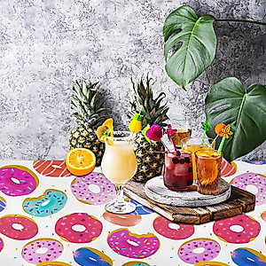 PHOGARY 3 Pack Donut Theme Tablecovers, Disposable Tablecloth, Dessert Time Party Supplies, Ideal for Girl Birthday Parties, Baby Showers, Donut Parties