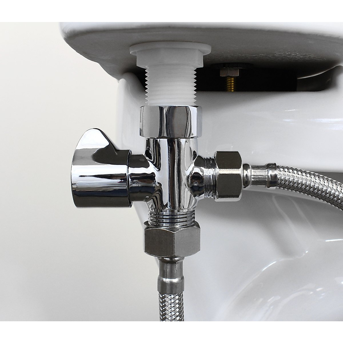 LUXE Bidet NEO 120 White, Toilet Seat Bumpers and Shut-Off Valve T-Adapter Bundle