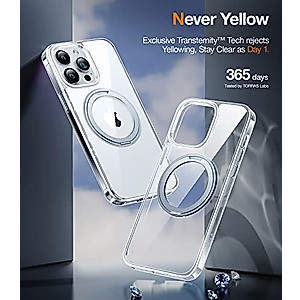 TORRAS 360° Rotatable Magnetic Stand for iPhone 14 Pro Case Clear [8X Military Grade Protection] [Compatatible with MagSafe] Not Yellowing Slim thin Shockproof case for iPhone 14 Pro Phone Case, Clear
