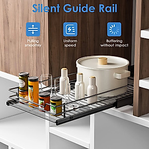 G-TING Pull Out Cabinet Organizer, Heavy Duty Slide Out Pantry Shelves Sliding Drawer Storage for Home, Kitchen, Bathroom, 12.44" W x 16.54" D, Request at Least 13 inch Cabinet Opening(Black)