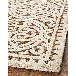 SAFAVIEH Cambridge Collection Area Rug - 8' x 10', Tan & Multi, Handmade Moroccan Wool, Ideal for High Traffic Areas in Living Room, Bedroom (CAM232A)