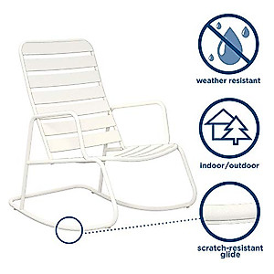 Novogratz 88065WHT1E Poolside Roberta Outdoor Rocking Chair, White
