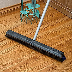 SPARTA 4188000 Spectrum Plastic Push Broom Head, Heavy Duty Broom, Industrial Broom With Synthetic Bristles For Outdoor, Indoor, Garage, Concrete, Patio, Kitchen, Bathroom, 18 Inches, Black