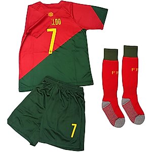 Boys' Soccer Jerseys Ronal_do #7 Jersey for Kids Football Youth Size Jerseys Shirt Gift Children's Jersey 3 Piece Set