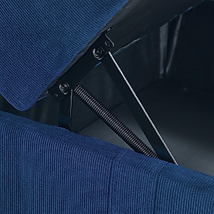 kevinplus 112.6" Modular Sectional Sofa Couch with Storage for Living Room, Modern Contemporary 4-Seat U-Shape Sofa Couch 2 Reversible Ottoman for Apartment, Corduroy Velvet, Navy Blue (2 Ottoman)