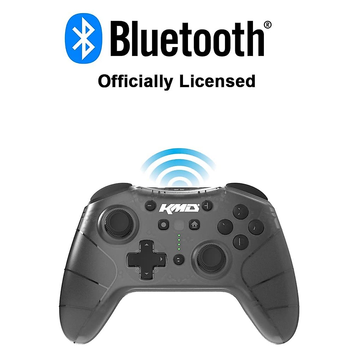 KMD Official Licensed Wireless Pro Controller for Nintendo Switch, PC, MacOS and More - Built in Turbo & Other Features - Black