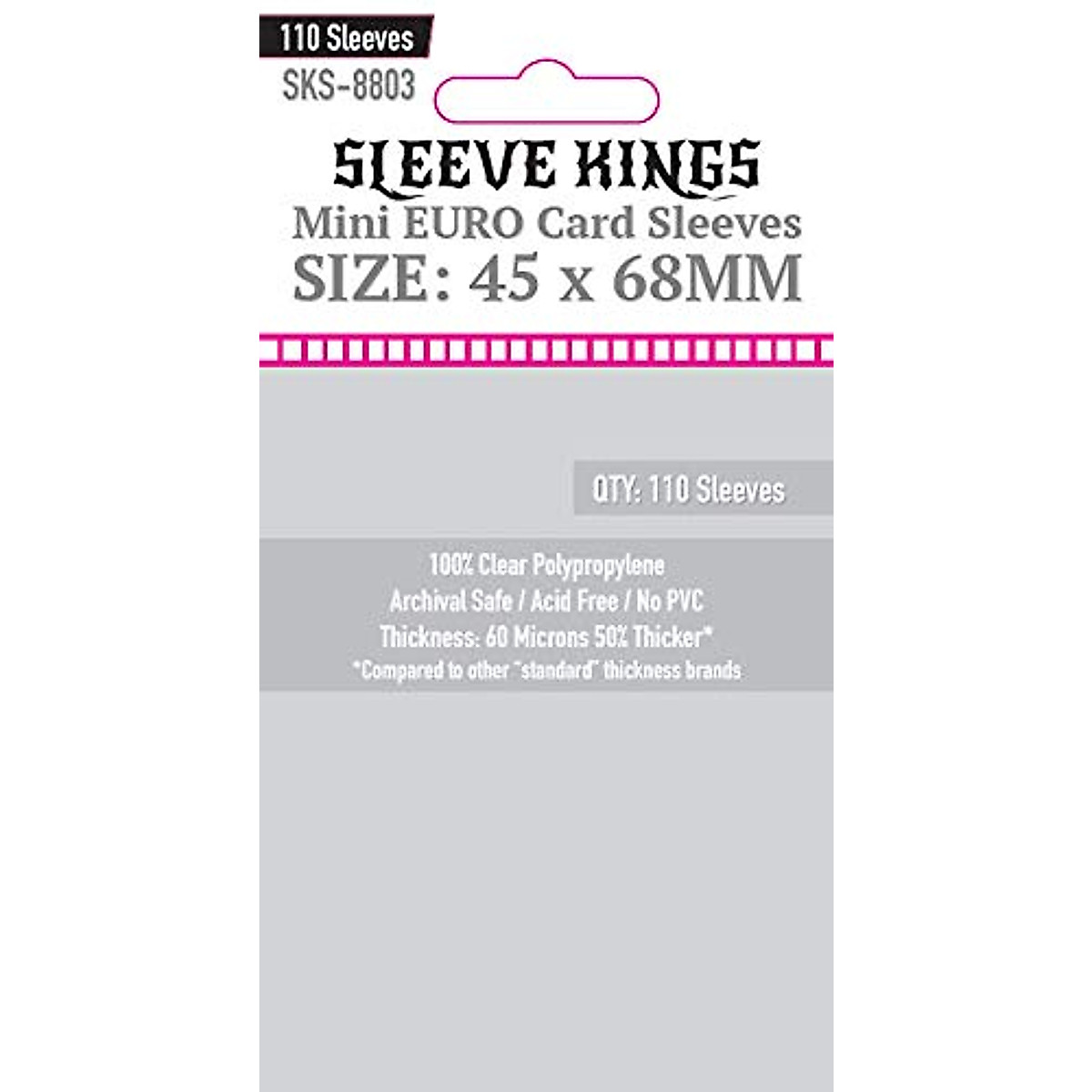 Sleeve Kings Mini Euro Card Sleeves 45 X 68 mm (4x110 Pack, 440 Sleeves)