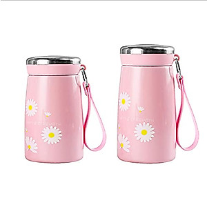 Daisy fresh creative water cup, portable thermos cup (Pink)