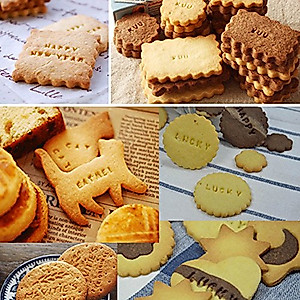 KALAIEN Alphabet Number Cookie Biscuit Letter Stamp for Cookie Decorations Embosser Cutter Fondant DIY Tool-Small