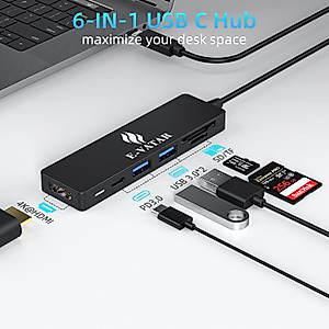 USB C Hub, Familycrazy Portable USB c to USB hub with 100W PD, 4K HDMI, 2 USB 3.0, Micro SD and TF Card Reader, Suitable for MacBook Pro/Air, iPad Pro, Dell, XPS, Surface, and Type-C Devices