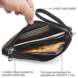 Lecxci Canvas Wristlets Bag Clutch Purses Wallet Slim Credit Card Holder Clutch with Removable Strap Cell Phone Wallet (Colorbloc-1)