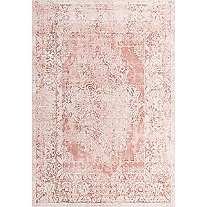 Unique Loom Oxford Collection Area Rug - Bodleian (10' x 14' Rectangle, Pink/Ivory)