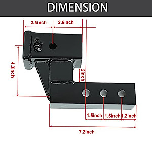 2" Hitch Receiver, Trailer Hitch Extender Riser Hitch Adapter with 4 inch Drop/Rise Attaches to Class 3 or 2 Hitch Receiver with Pin and Clip