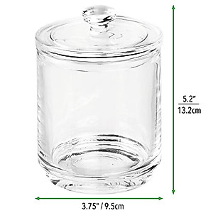mDesign Glass Apothecary Storage Canister Holder Jar for Bathroom Vanity Cabinet or Counter Organization - Holds Cotton Swabs, Bath Salts, Makeup, Hair Accessories - Joli Collection - Clear