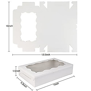 BILLIOTEAM 30 Pack White Kraft Cookie Box with Clear Window,Premium Small Paper Gift Box Container for Dessert Pastry Candy Packaging,Wedding,Party,Christmas,Birthday,Baby Shower(7" x 4 3/8" x 1 1/2")