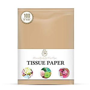 Desert Tan Gift Wrapping Tissue Paper for Gift Packaging, Floral, Birthday, Christmas, Halloween, DIY Crafts and More 15" X 20" 100 Sheets