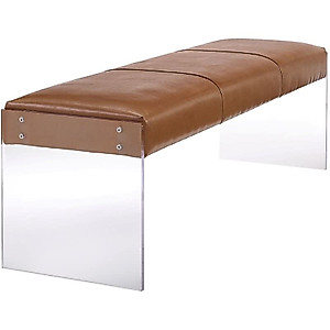 Tov Furniture Envy Leather/Acrylic Bench, Brown