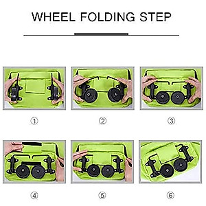 VALINK Shopping Cart with Wheels,2 in 1 Trolley Folding Hand-Pulling Shopping Bag,Portable Reusable Zipped Handbag Grocery Cart