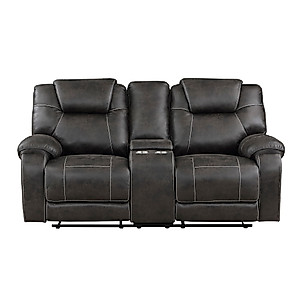 Lexicon Recife Polished Microfiber Double Reclining Loveseat, Chocolate