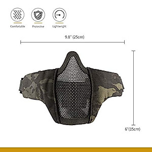 OneTigris 6" Foldable Half Face Mesh Mask Military Style Comfortable Adjustable Tactical Lower Face Protective Mask (Multicam)