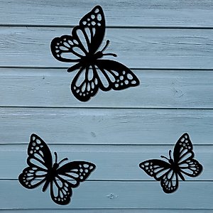 Butterfly Wall Art Decor, 3 Acrylic Wall Art Sculptures Insect Wall Decoration Sticker Laser Cut Hanging Home Decoration Sign for Indoor Outdoor Home Garden Living Room Bedroom (Butterfly - Black)