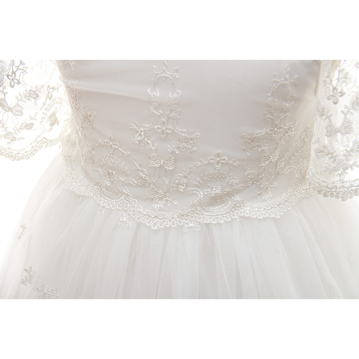 Glamulice White Baby Girls Christening Baptism Tulle Dresses 3-6 Lace Floral Embroidered Newborn Birthday Party Wedding Gowns Infant Photo Shoot Communion Pageant Outfits Dress & Bonnet & Shoes 3M