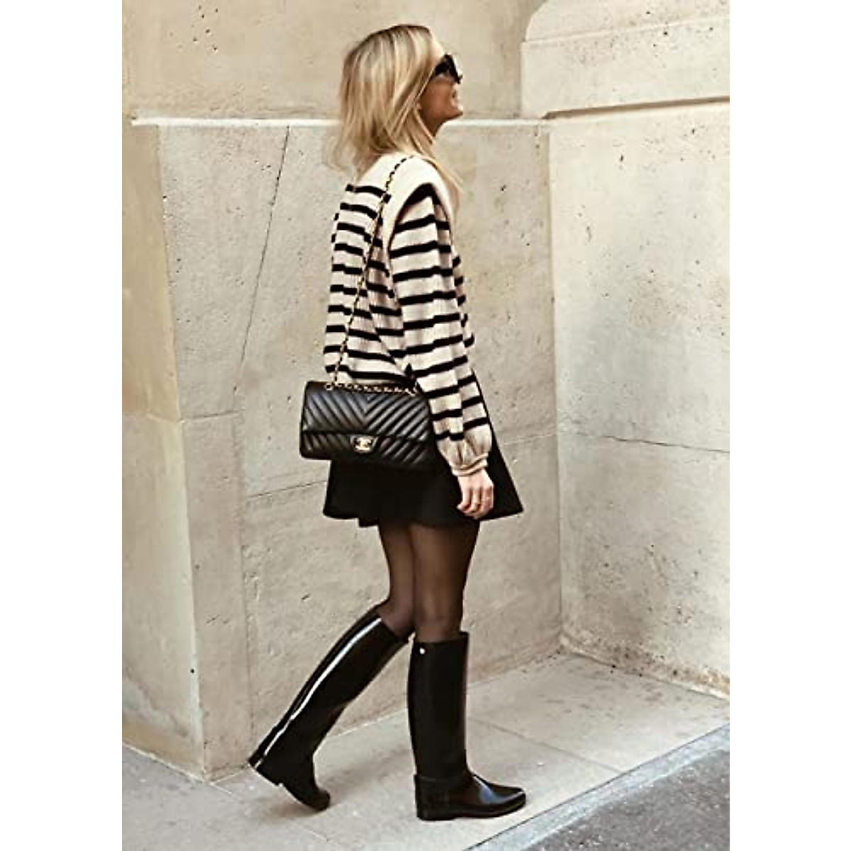 PRETTYGARDEN Women's Sweaters Casual Long Lantern Sleeve Crewneck Ribbed Knit Pullover Striped Jumper Tops Blouse (Beige Apricot,X-Large)