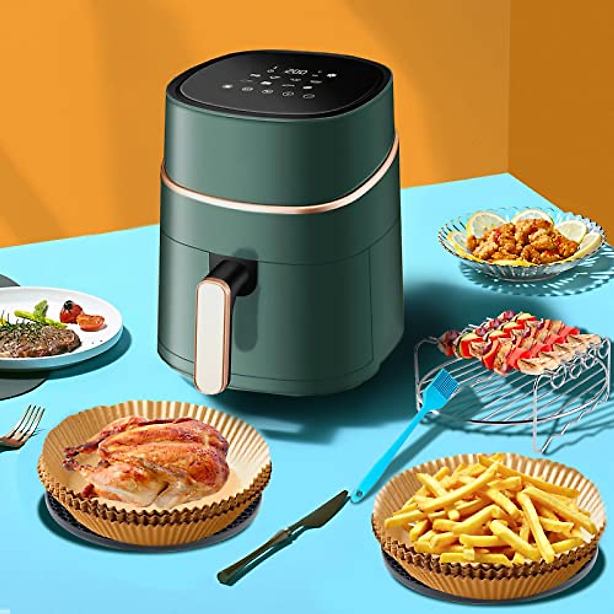 Air Fryer Accessories for COSORI Ninja Gourmia Dash Power XL 3.6 4.2 5.8QT Air Fryer, 12 PCS Air Fryer Accessory with Oven Cake Pan Pizza Pan Air Fryer Liner