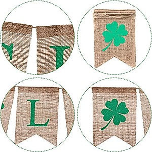 3 Pieces St. Patrick's Day Banner Decoration Irish Lucky Burlap Banner Felt Shamrock Clover Garland Banner for St. Patrick's Day Irish Party Supplies