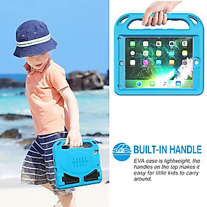 LEDNICEKER Kids Case for iPad 9.7 2018/2017 & iPad Air 2 - [Built-in Screen Protector][Light Weight Handle] Shockproof Stand Case for iPad 9.7 inch 2018(6th Generation) / 2017(5th Gen) - Blue
