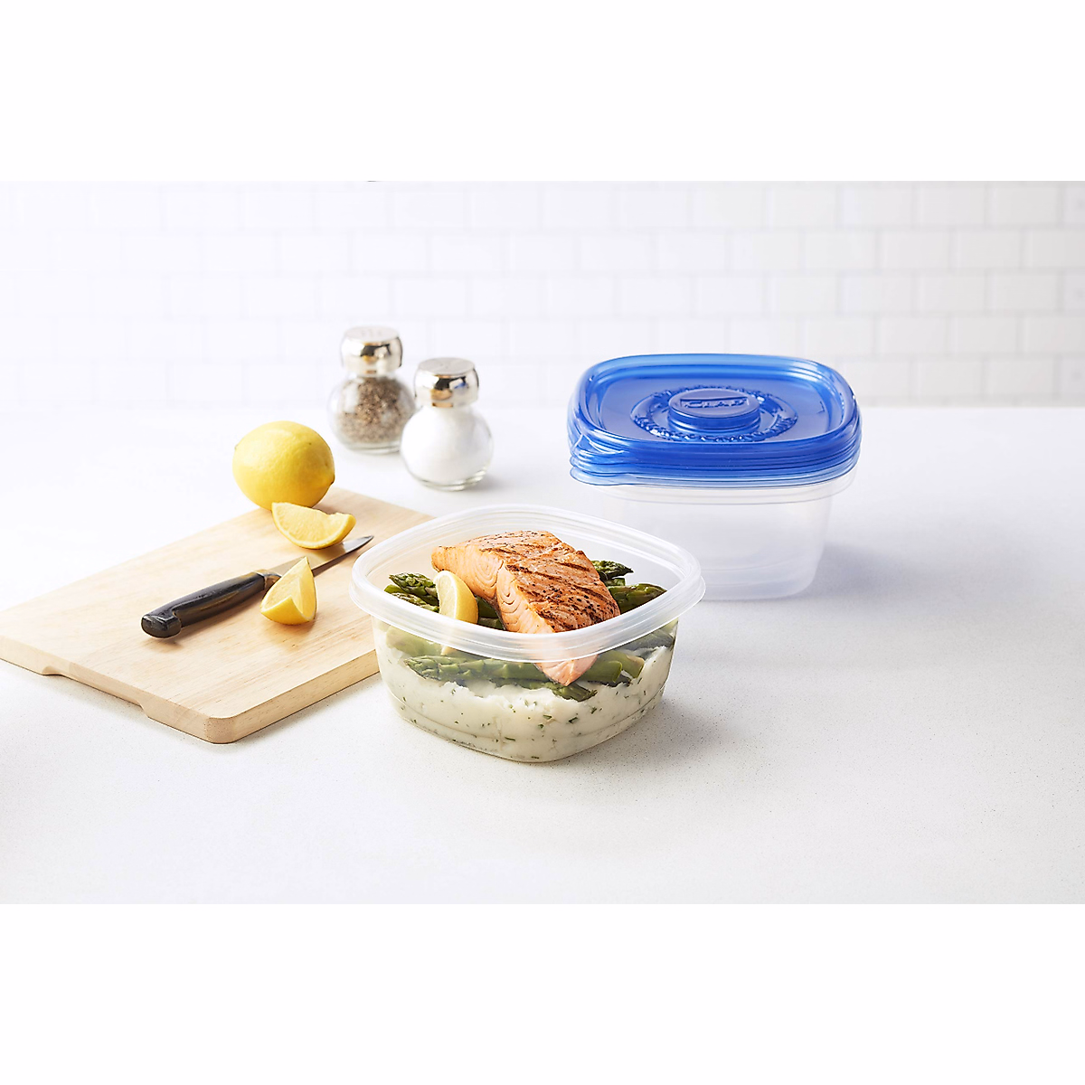 Glad GladWare Tall Entrée Food Storage Containers | Large Square Containers for Food Hold up to 42 Ounces of Food, 3 Count | Strong and Sturdy Large Food Storage Holders