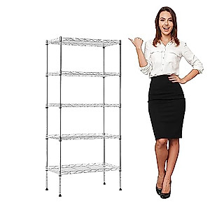XXkseh 5 Tier Wire Shelving Unit Metal Storage Shelves Heavy Duty NSF Height Adjustable Commercial-Grade Storage Rack Garage Storage Pantry Shelves for Storage, Chrome