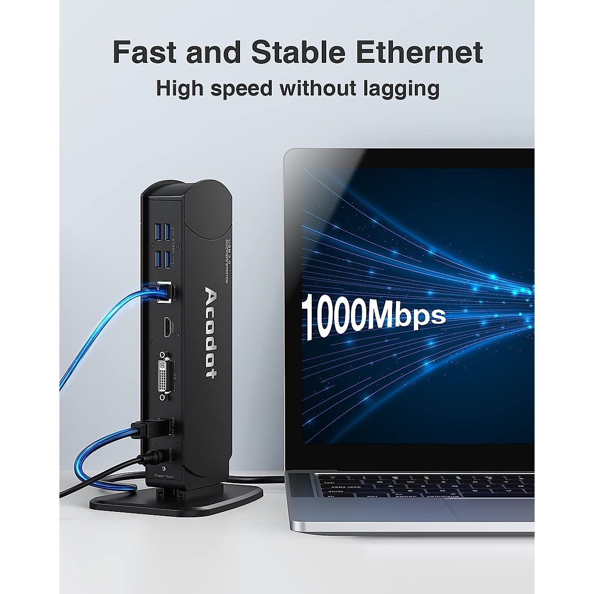 USB 3.0 Universal Docking Station, Acodot 13 in 1 Laptop Docking Station Dual Monitor for Windows and Mac, USB C Docking Station with HDMI, VGA, DVI, 6X USB 3.0, Gigabit Ethernet, Audio