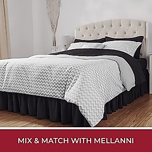 Mellanni Bed Skirt Twin Size - Bed Skirting - 15-Inch Tailored Drop Pleated Dust Ruffle - Hotel Luxury Bedding - Wrinkle, Fade, Stain Resistant - 1 Bedskirt (Twin, Black)