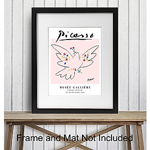 Pablo Picasso Minimalist Wall Art - Abstract Mid Century Modern Gallery Wall Art- Museum Poster - Line Art Wall Decor- Aesthetic Room Decor- Boho Wall Decor- The Impressionists - Dove of Peace