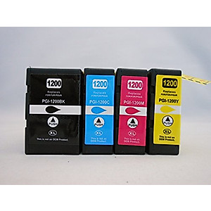 TSP Saver Replcaement PGI-1200 Black Cyan Magenta Yellow XL High Yield Ink Cartridge for Canon Maxify MB2020 MB2120 MB2320 MB2720 4 Pack (PGI1200-4PK)